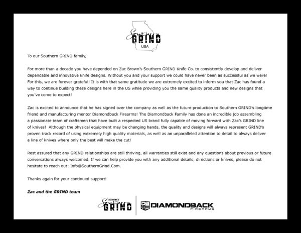 Zac Brown's Southern Grind – A Division of Diamondback America